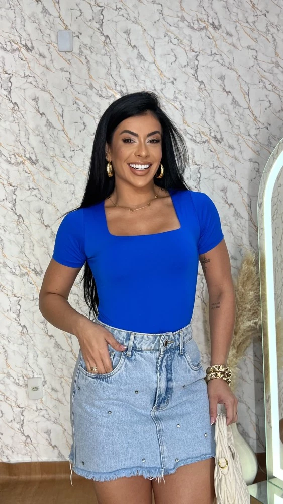 BODY MANGA CURTA QUADRADO M - Florac?a